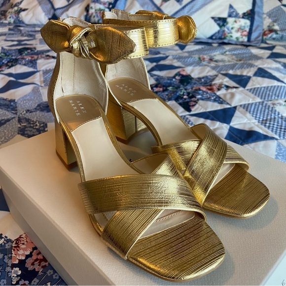 Alex Marie | Shoes | Alex Marie Adeline Leather Bow Block Heel Sandals ...